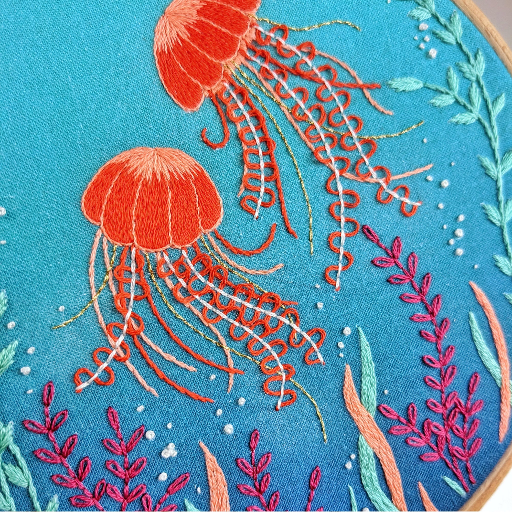 Jellyfish Cove Embroidery Pattern • Digital PDF Download • 6 & 7" Size ...