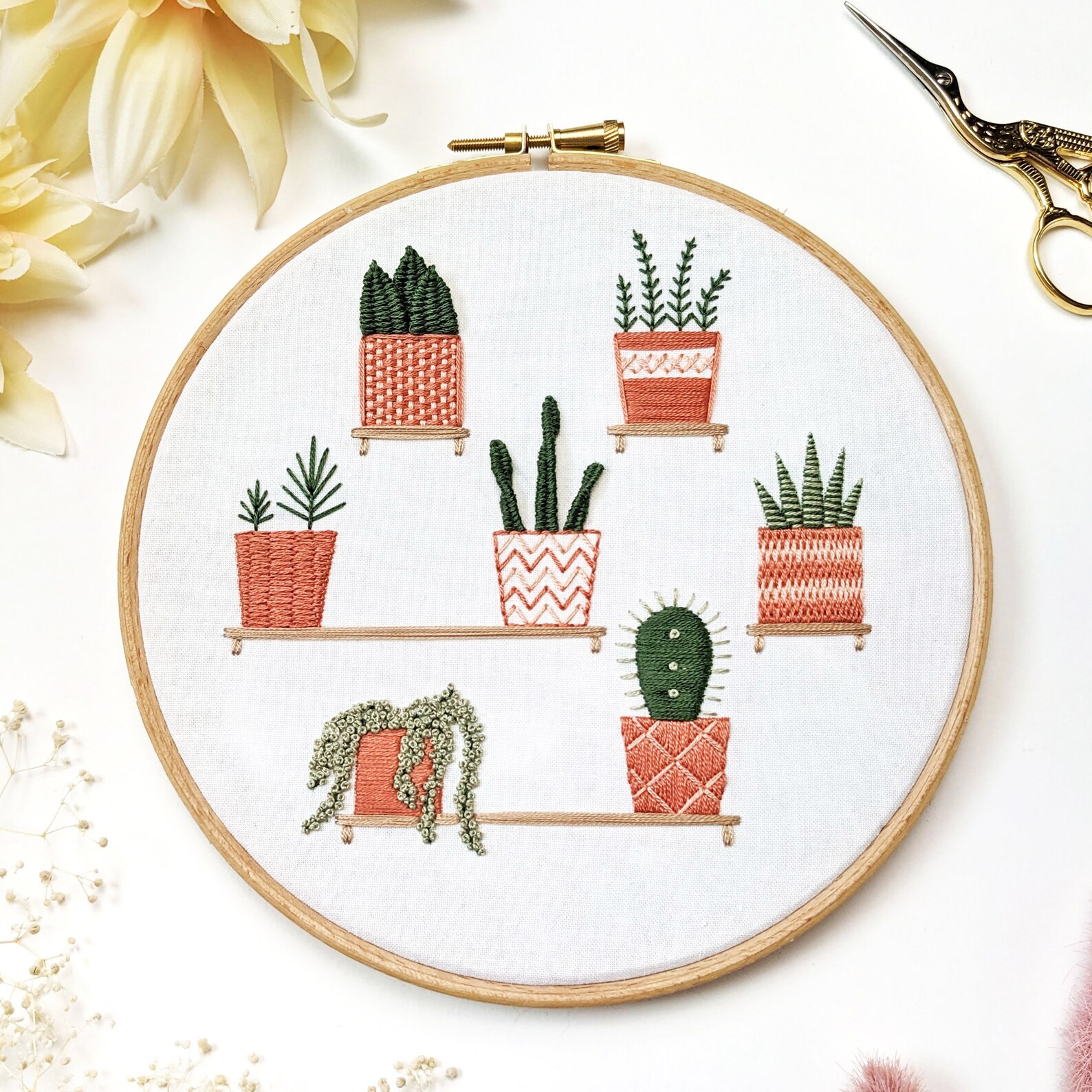 Succulent Sampler Embroidery Pattern • Botanical, House Plant Theme ...