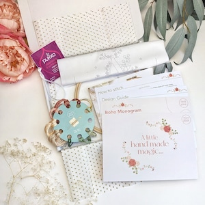 Personalized Boho Monogram Floral Embroidery Kit: Custom Decor, 7" Hoop ...