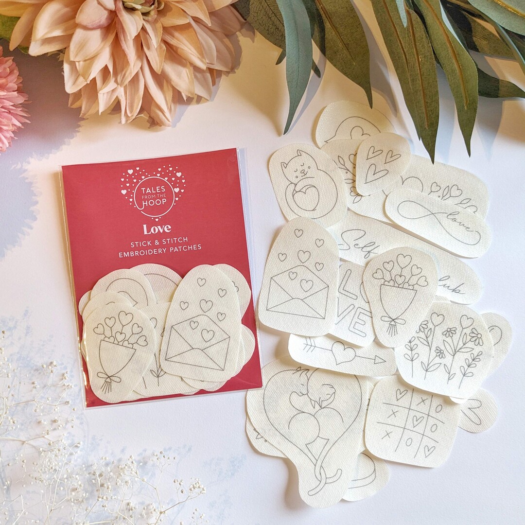 Love Stick & Stitch Embroidery Patches: Valentine's Day DIY Clothing - Etsy