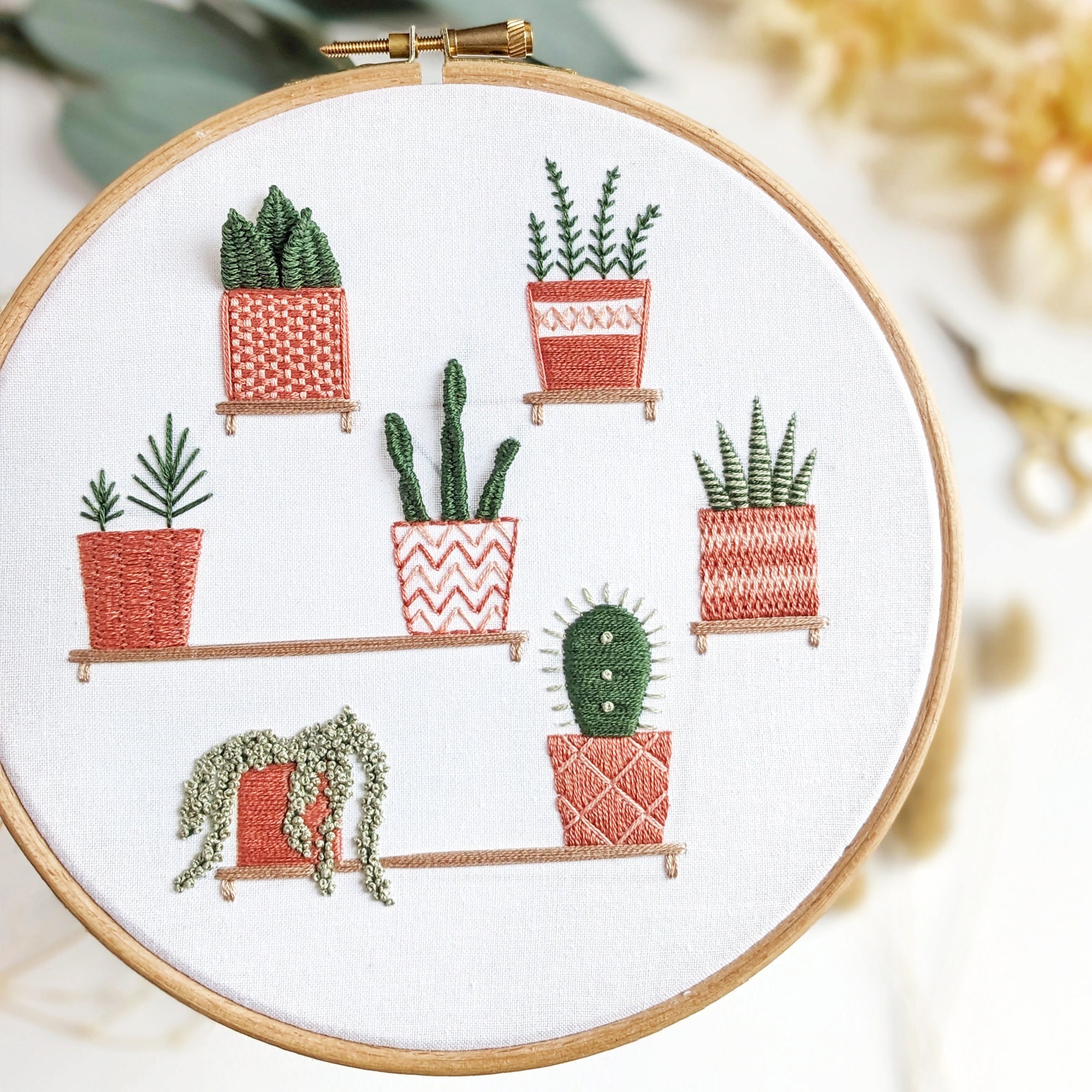 Succulent Sampler Embroidery Pattern • Botanical, House Plant Theme ...