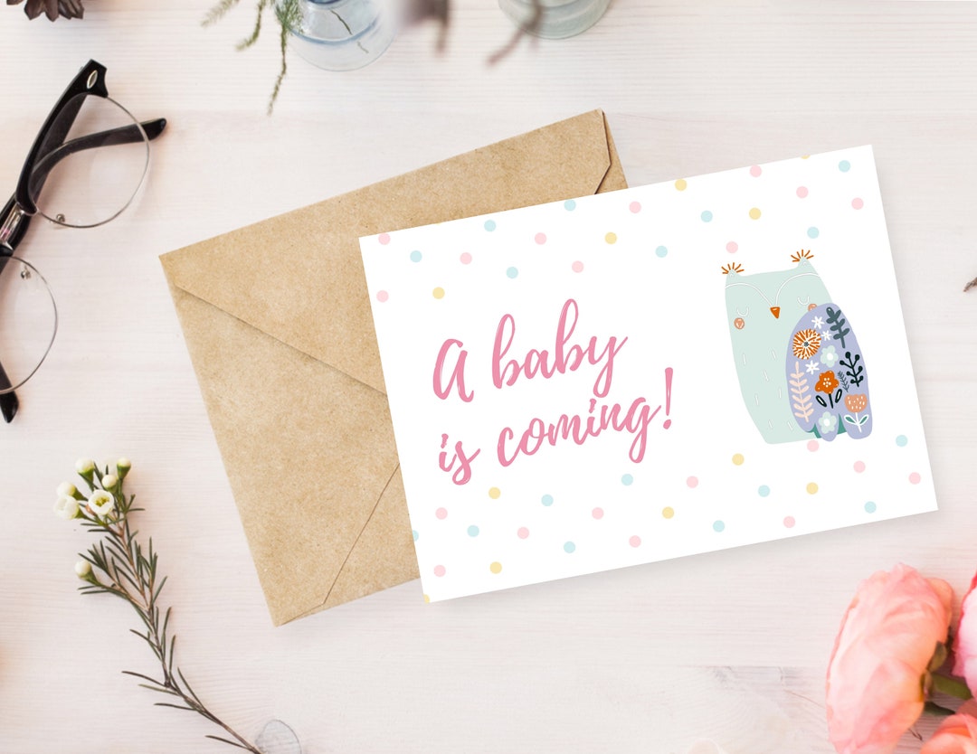 Baby Shower A Baby is Coming Printable Cardprint at Home. - Etsy