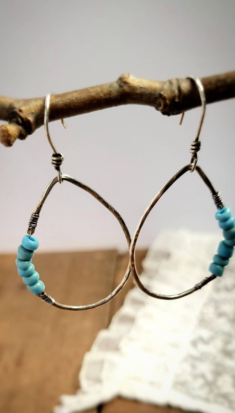 Sterling Silver Teardrops With African Trade Beads - Etsy