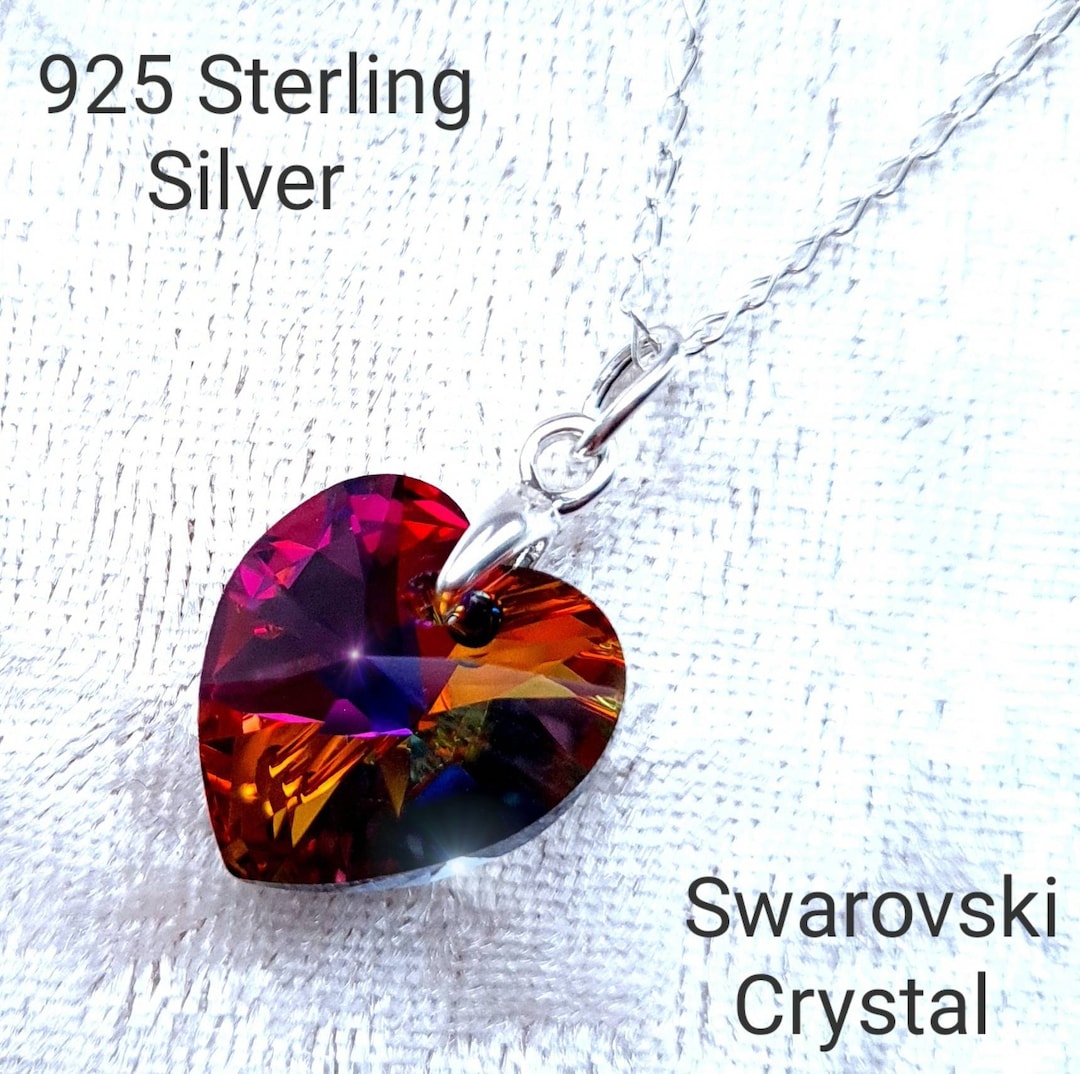 Genuine Crystal Necklace. Volcano Pendant on 925 Sterling Silver Chain ...