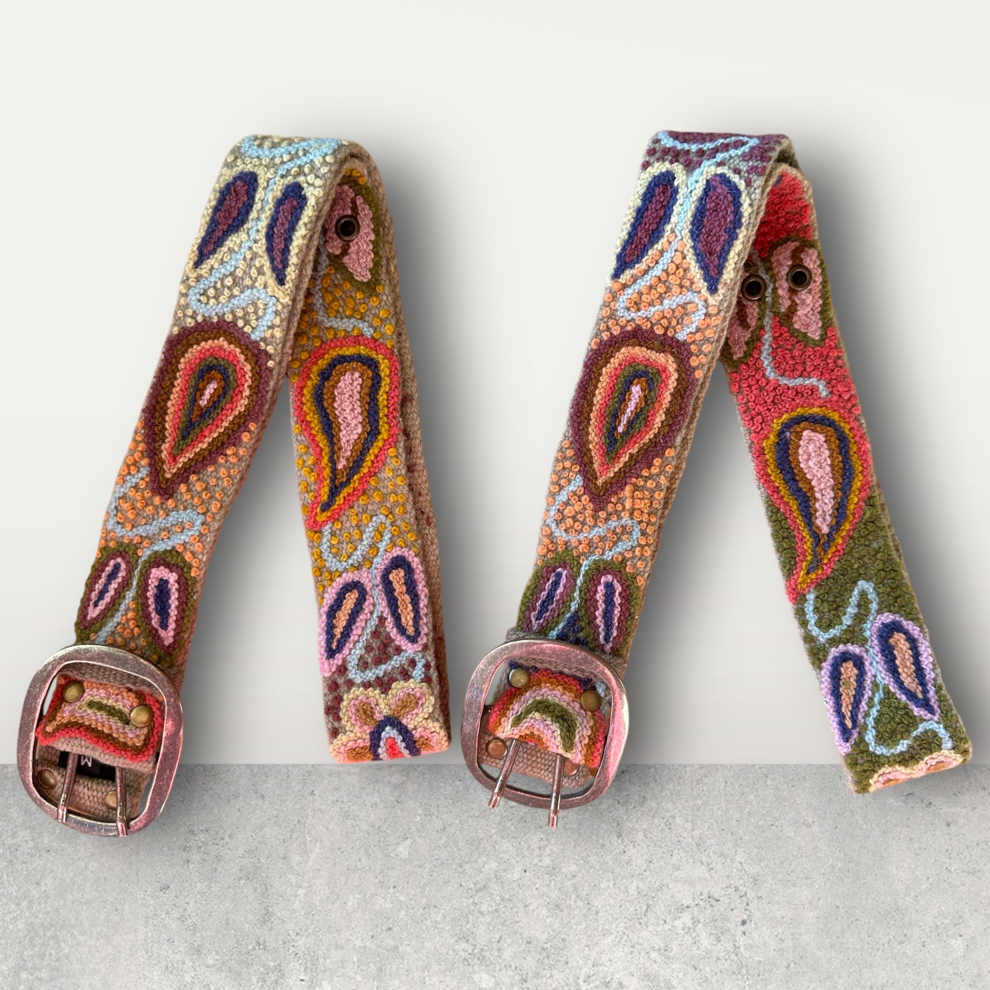 Handmade Floral Embroidered Wool Belt, Peruvian, Bohemian Ethnic Style ...
