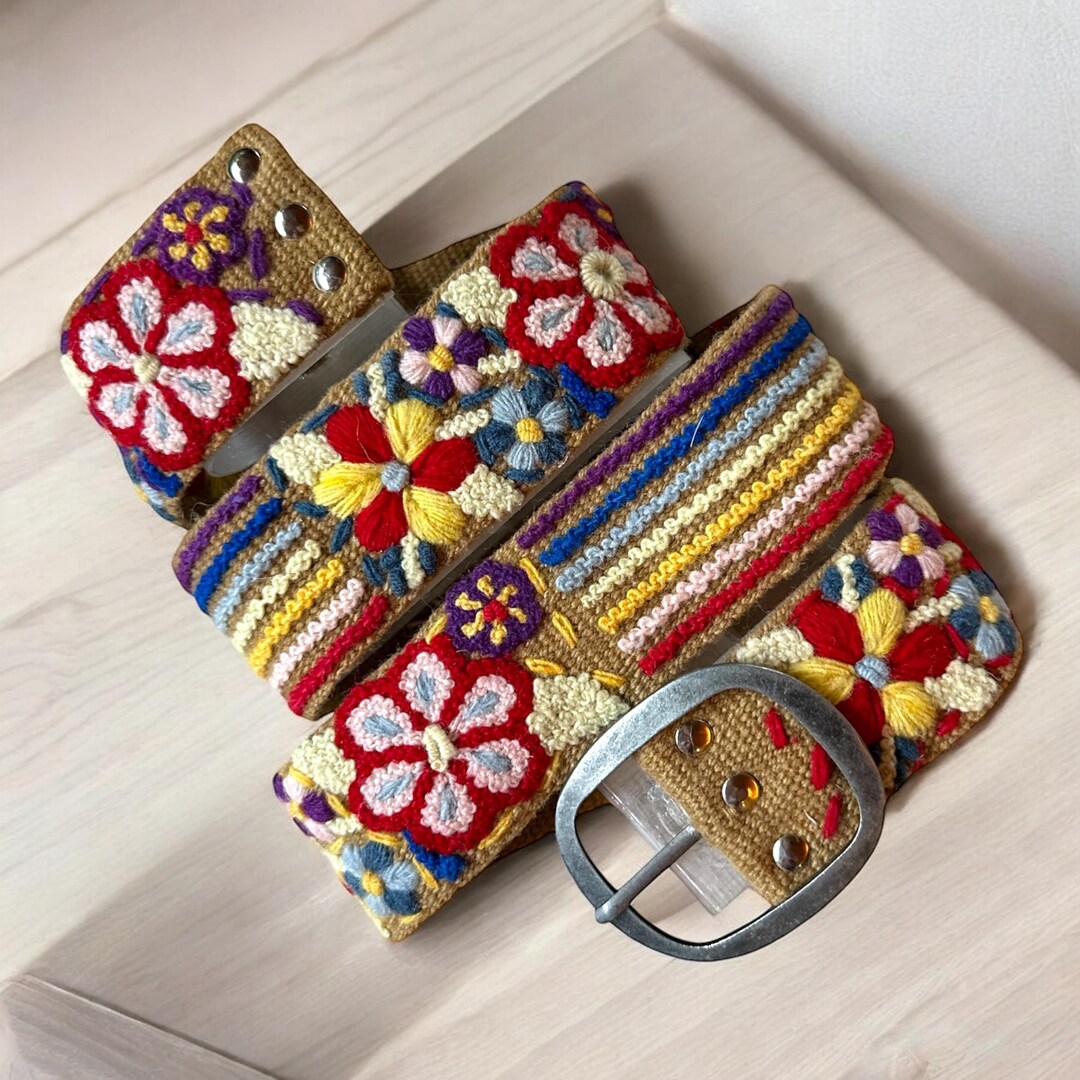 Embroidered Belt, Peruvian Belt, Wool Belt, Flower Belt, Bohemian Belt ...