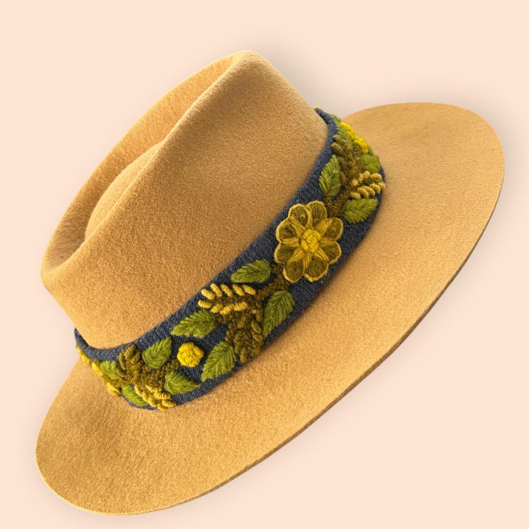 Fedora Hat - Wool Felt Hat, Wide Brim Hat, Removable Embroidered Hat ...