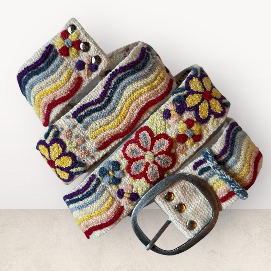 Embroidered Belt, Peruvian Belt, Wool Belt, Flower Belt, Bohemian Belt ...