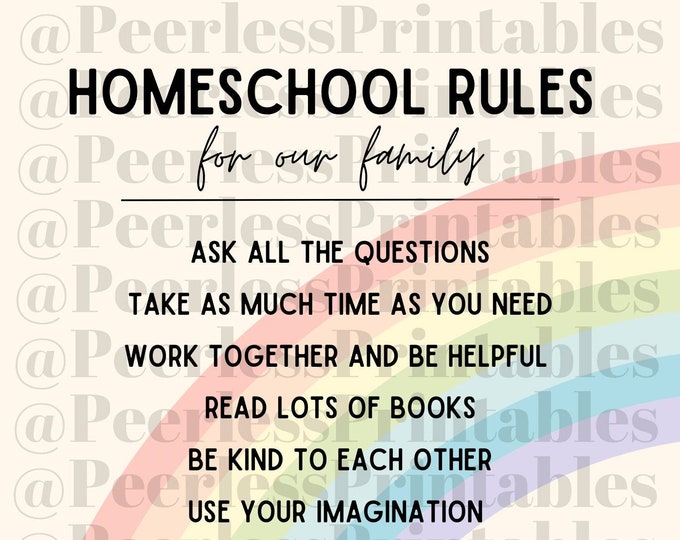Homeschool Rules Printable - Etsy