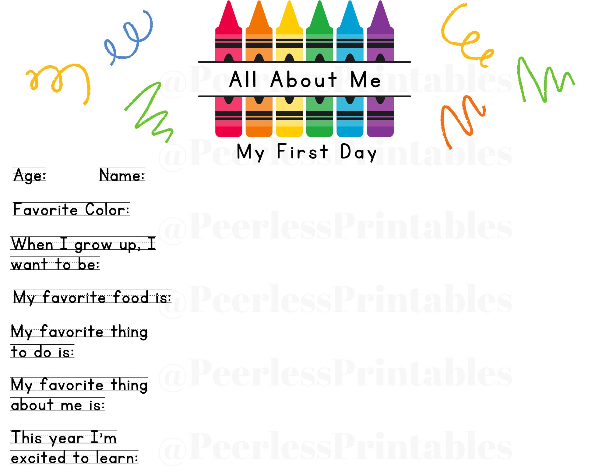 ALL ABOUT ME Printable, All About Me Poster, First Day of School Sign ...