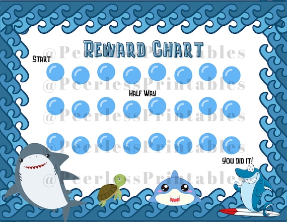 Shark Reward Chart Shark Sticker Chart Sticker Chart Reward | Etsy