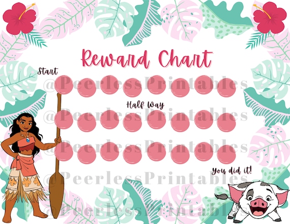 MOANA STICKER CHART Moana Reward Chart Moana Potty Training - Etsy New ...