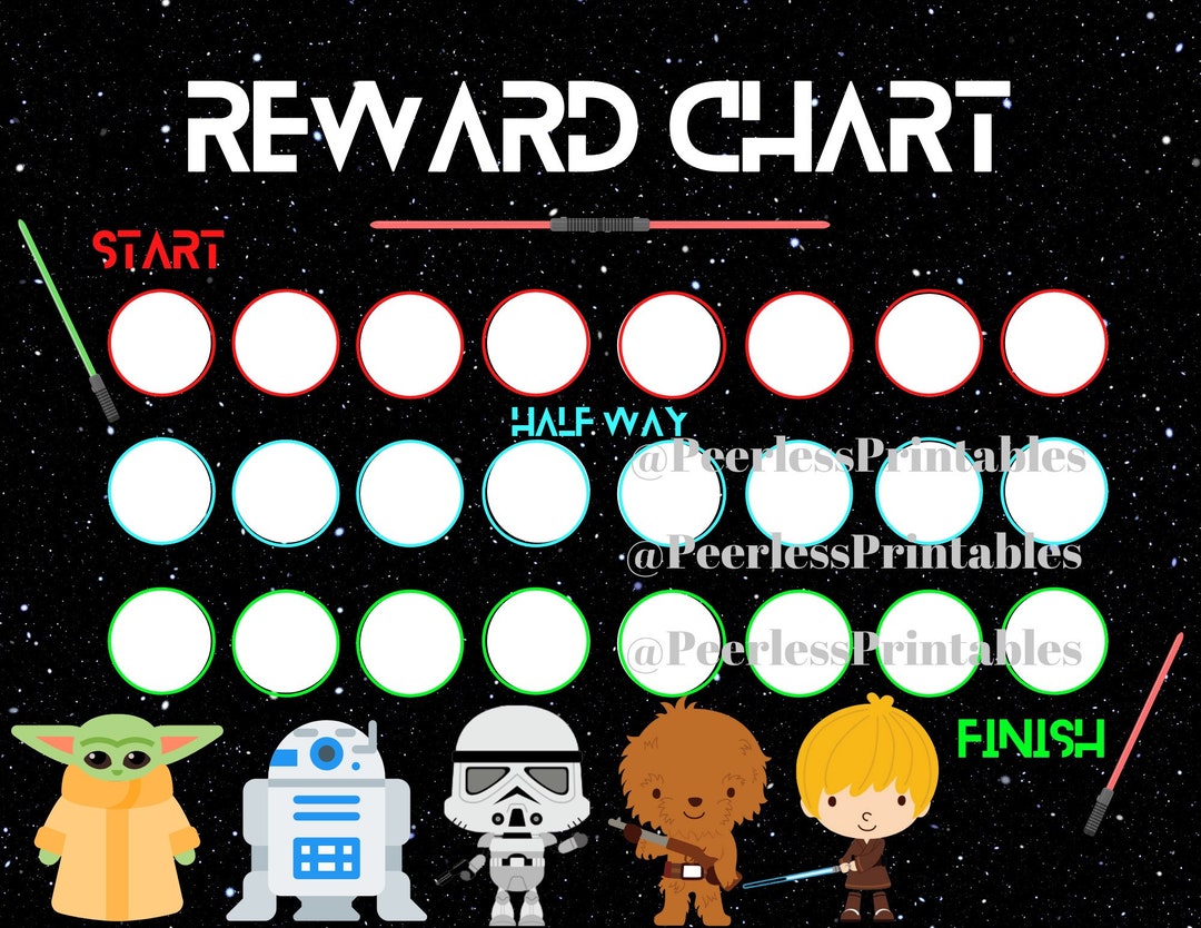 STAR WARS Reward Chart, Sticker Chart, Chore Chart, Kids Chart - Etsy