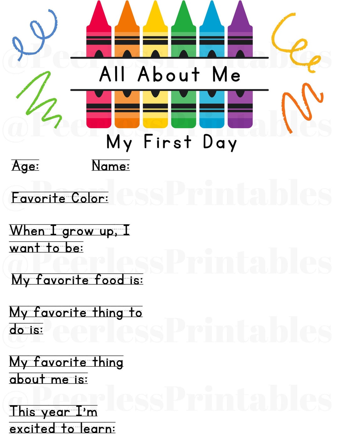 ALL ABOUT ME Printable, All About Me Poster, First Day of School Sign ...