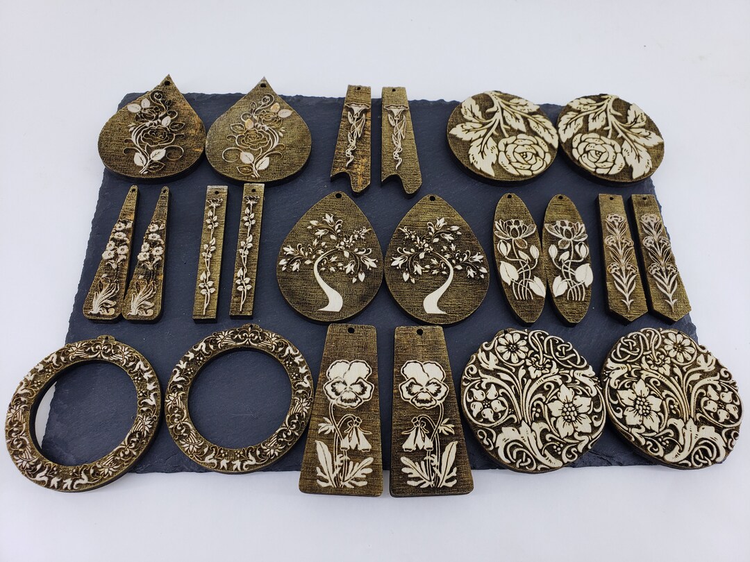 Revers Engrave Flower Earring Bundle 2 - Etsy