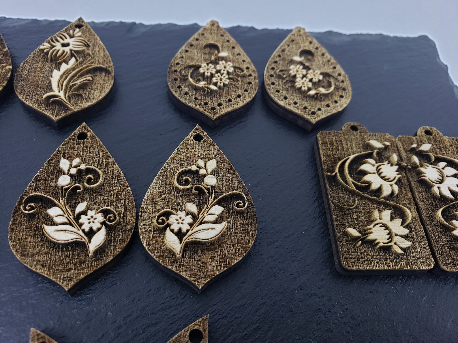 Flower Revers Engrave SVG Earring, Laser Ready - Etsy