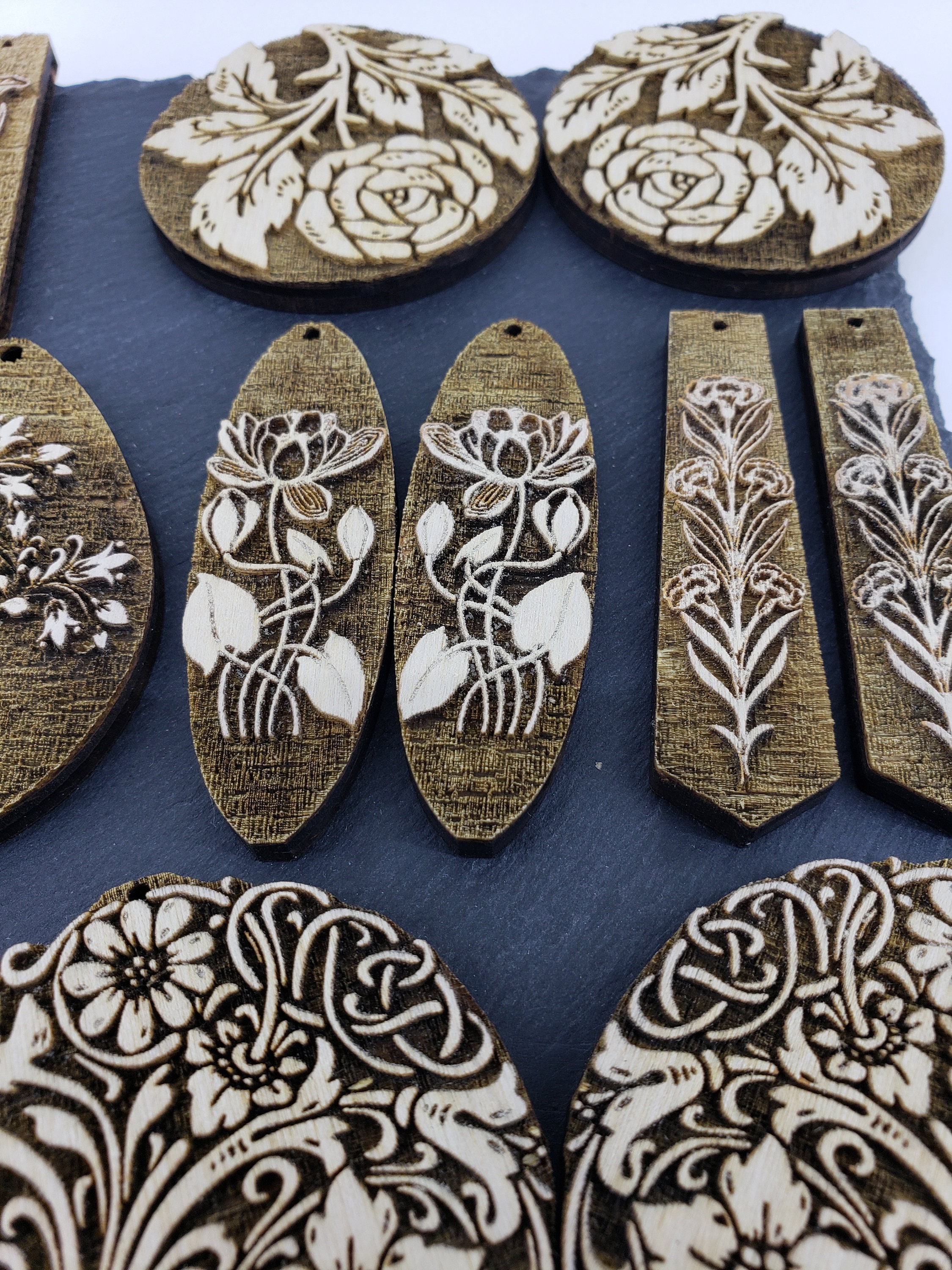 Revers Engrave Flower Earring Bundle 2 - Etsy