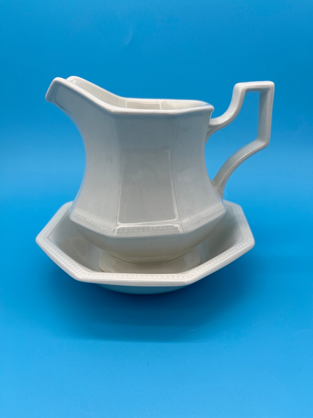 Vintage Johnson Brothers “heritage White” Jug/creamer and Saucer Set ...