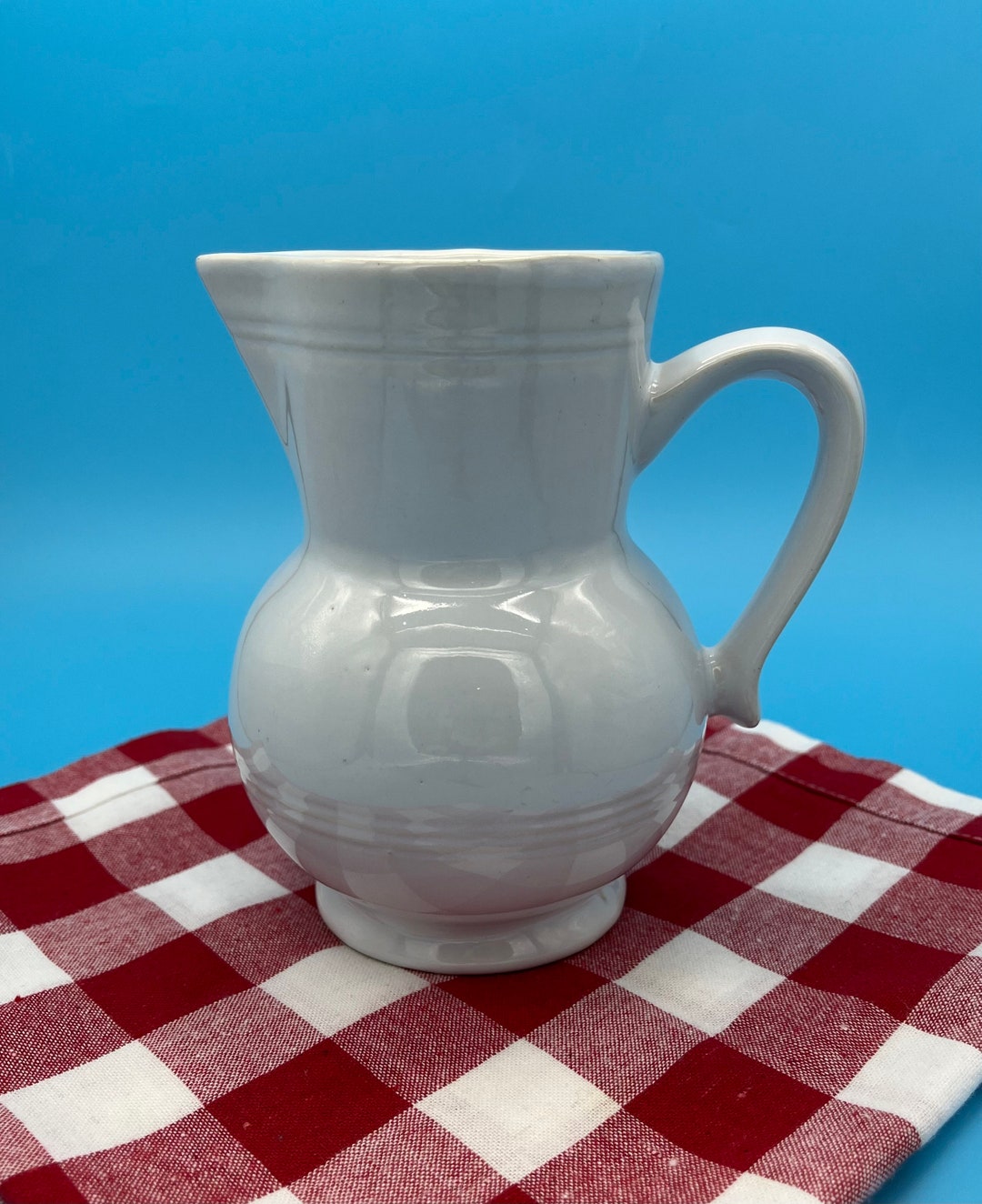 Vintage White Emile Henry 12 Oz. Ceramic Pitcher. Made in - Etsy