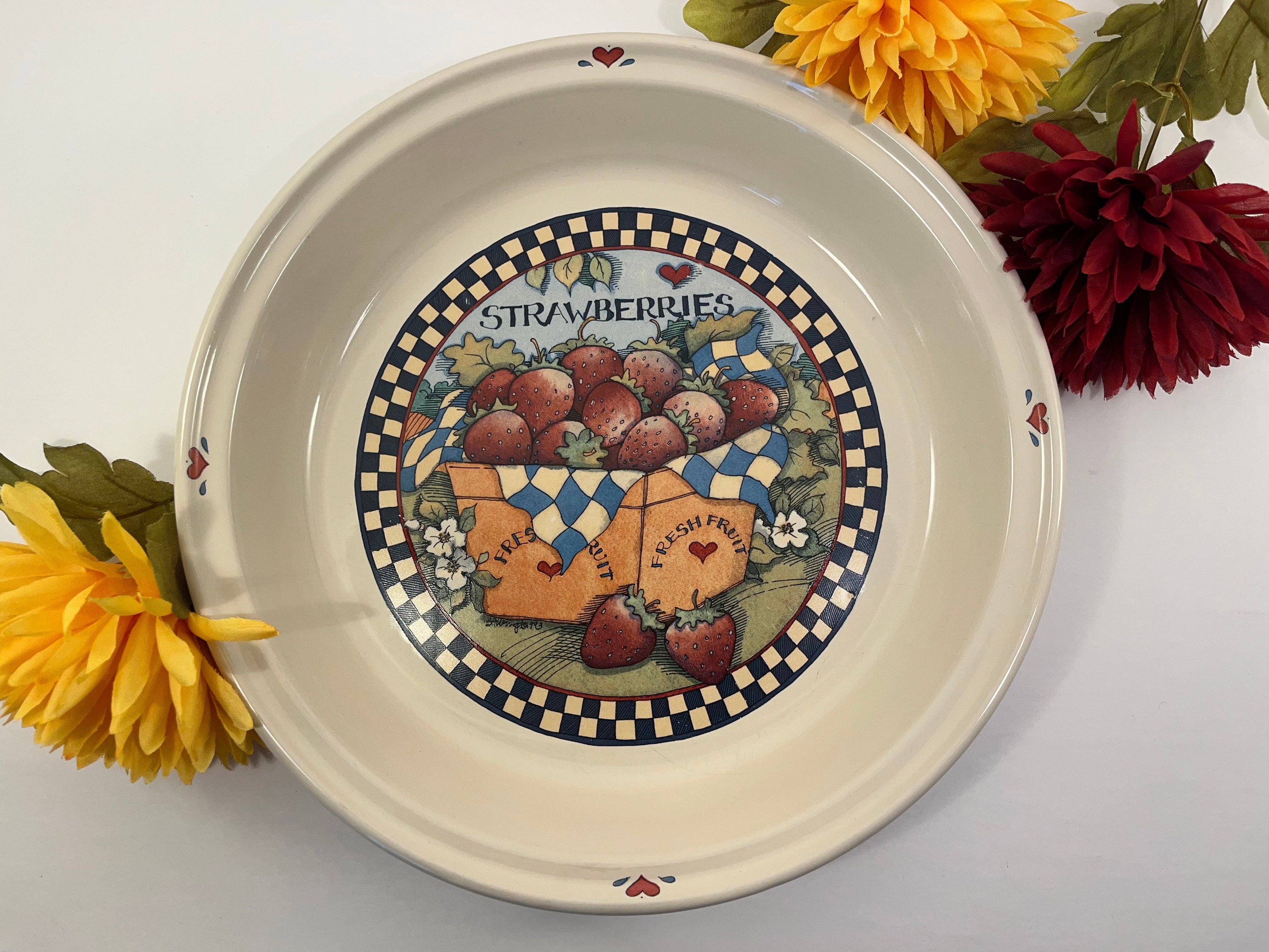 Vintage Susan Winget 10 Deep Dish strawberries Ceramic Pie Plate - Etsy