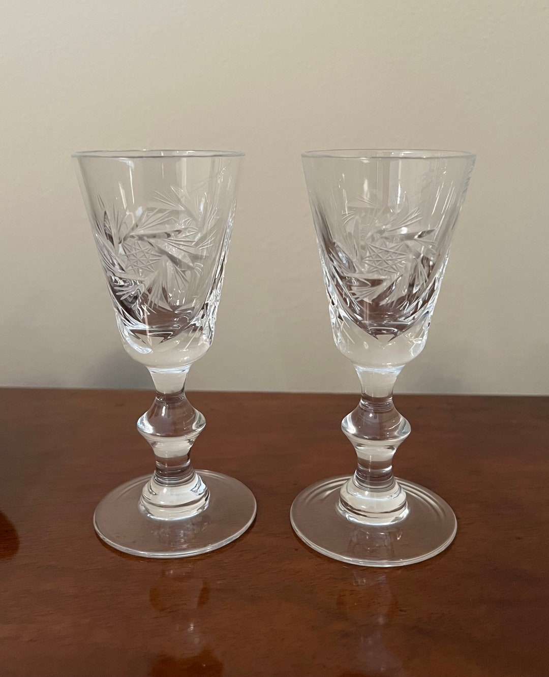 Vintage Set of 2 Crystal Csopak by Ajka Sherry/cordial/liqueur Glasses ...