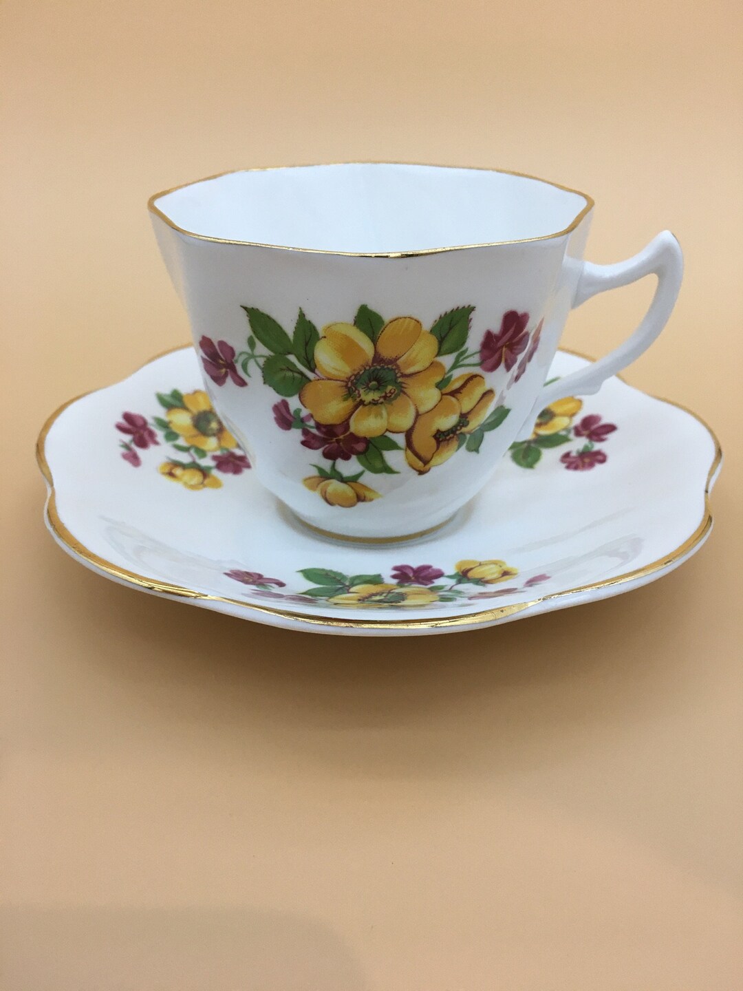 Vintage Floral Clare Teacup & Saucer. Made in England. - Etsy