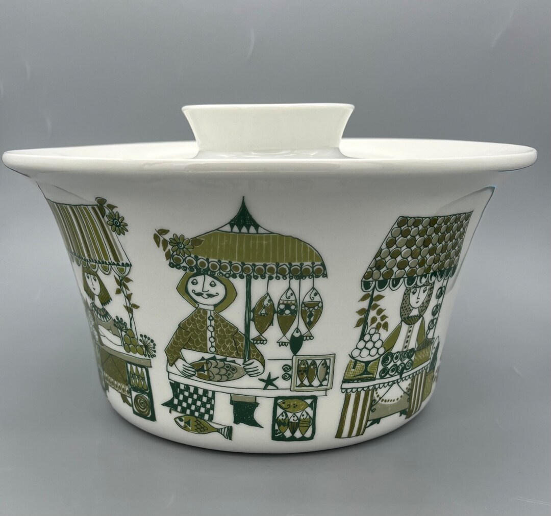 Vintage Figgjo Flint Casserole Dish, Turi Design Market Pattern - Etsy