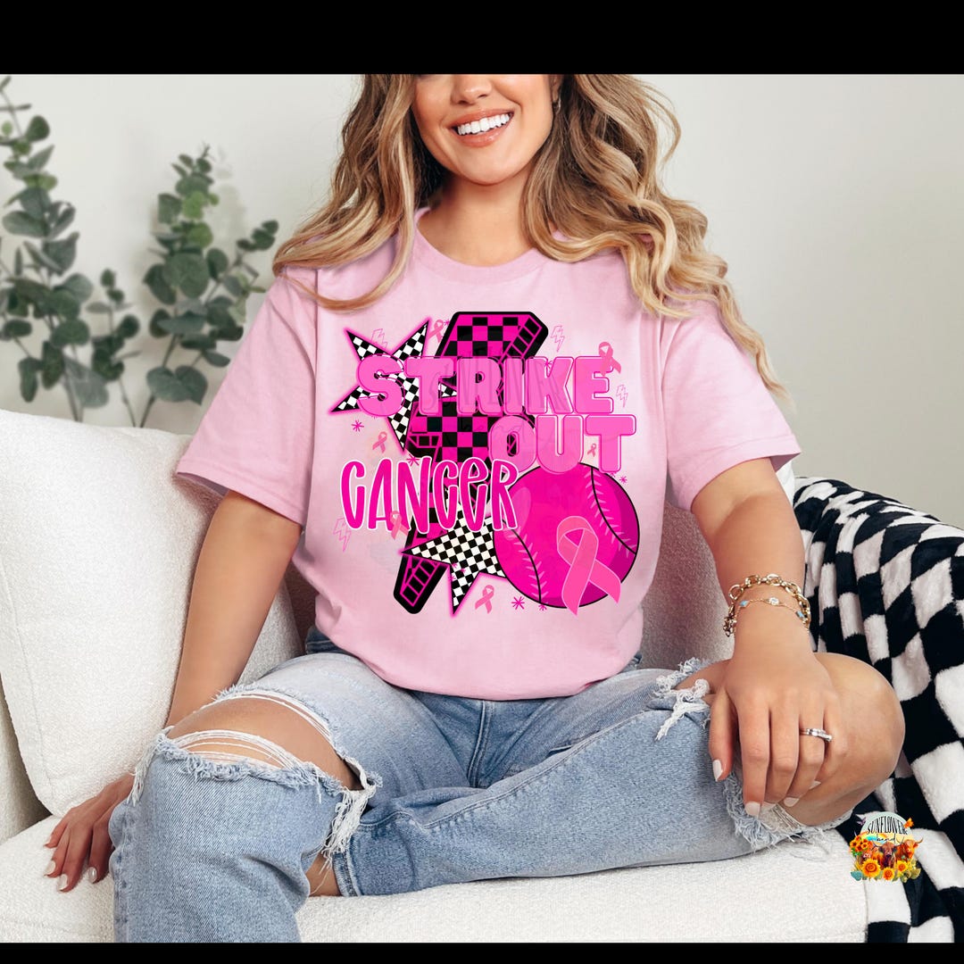 Strike Out Cancer Pink Out Softball Baseball PNG - Etsy