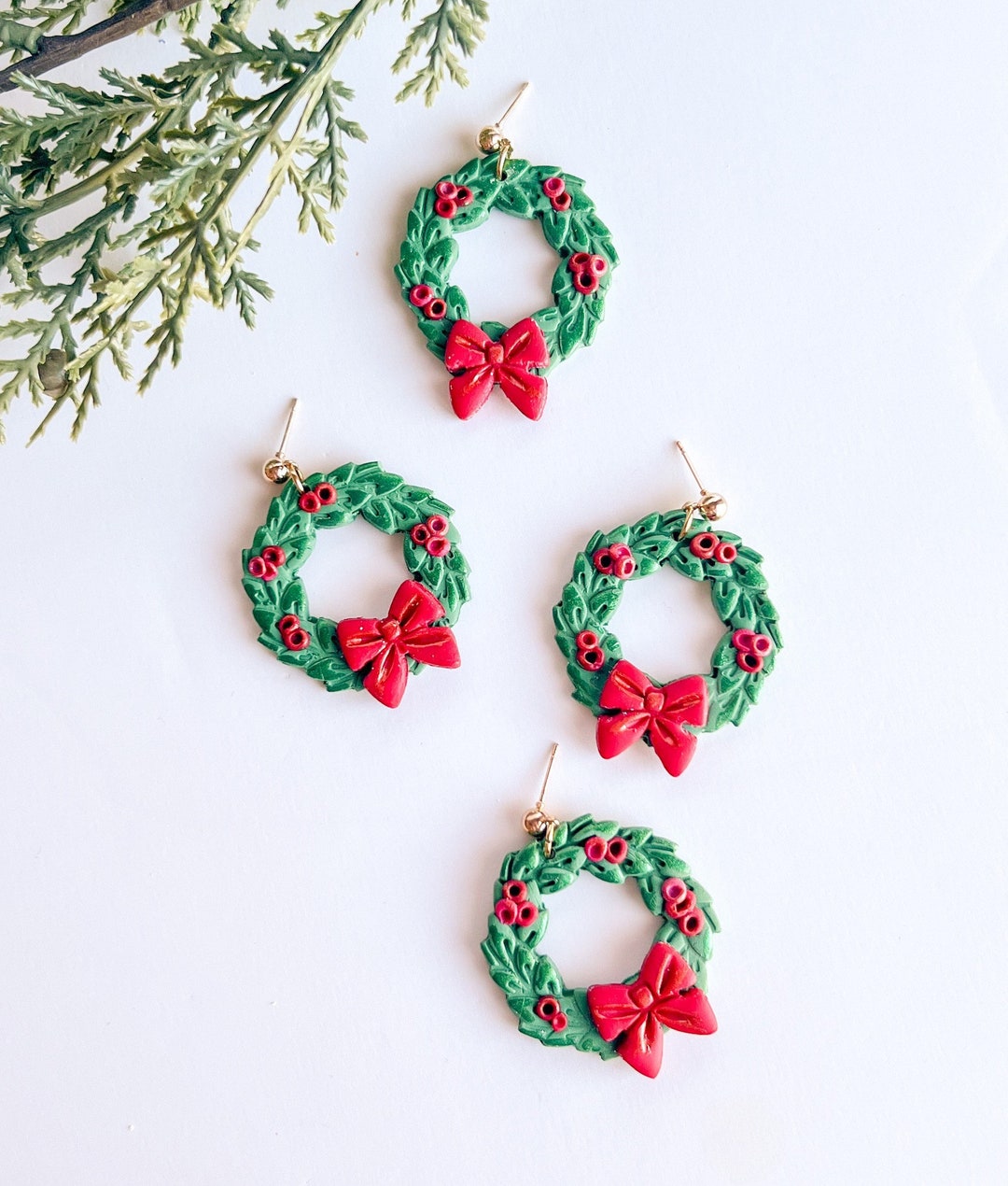 Christmas Wreaths Christmas Collection Polymer Clay, Lightweight ...