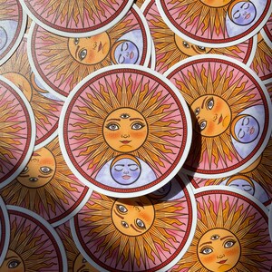 Set of 2 Sun Sticker Boho Sun Boho Moon Boho Sticker Boho Art Spiritual ...