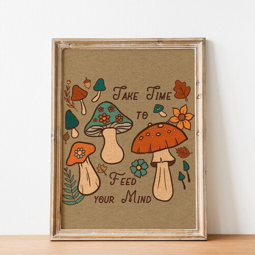 Boho Print Forest Art Boho Decor Retro Mushroom - Etsy