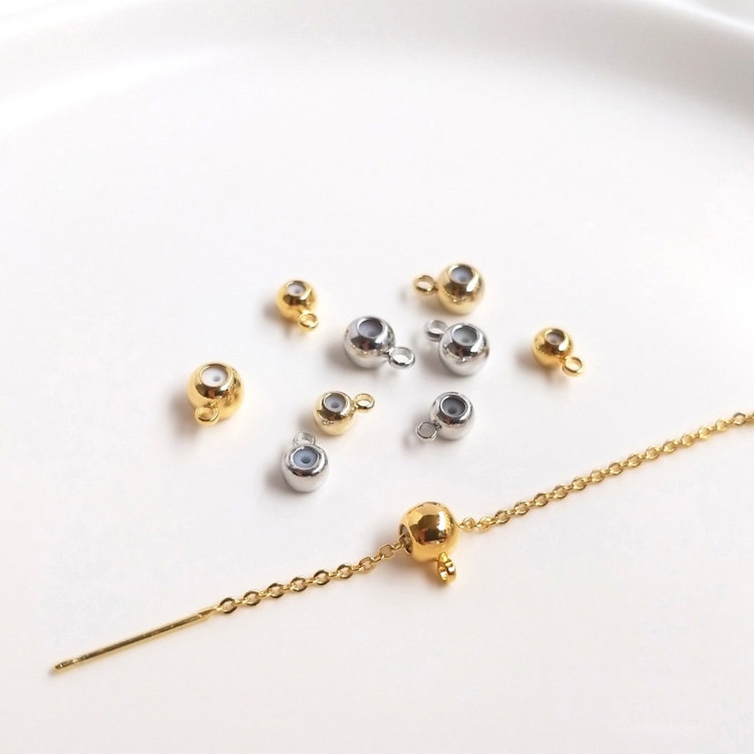 14K Gold Coated Silicone Positioning Bead Chain Adjusting Bead With ...