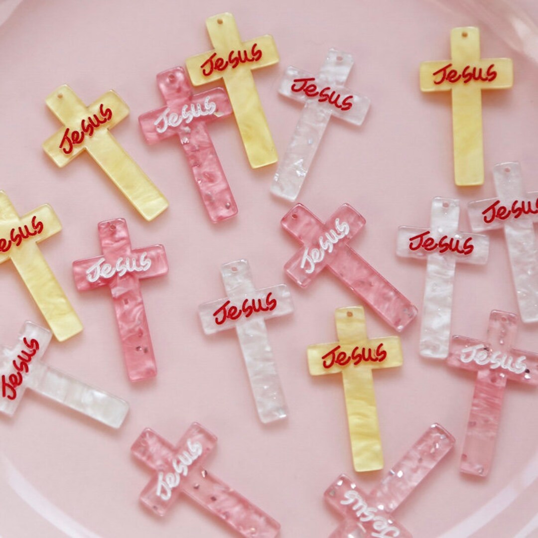 Retro Japanese Jesus Cross Pendant Acrylic Charms 1pc | DIY Supplies ...