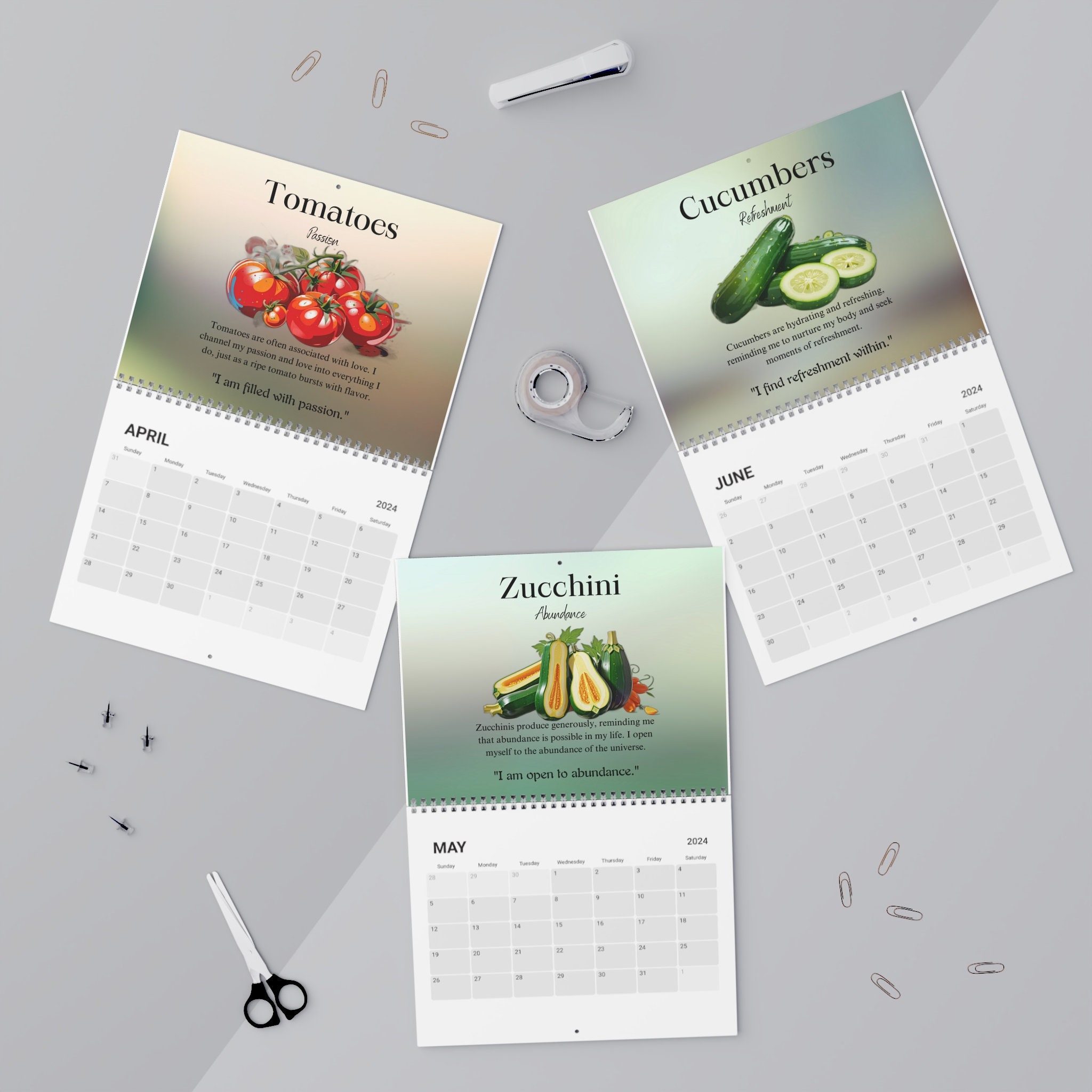 Affirmations 2024 Wall Calendar, Motivational Calendar, Monthly ...