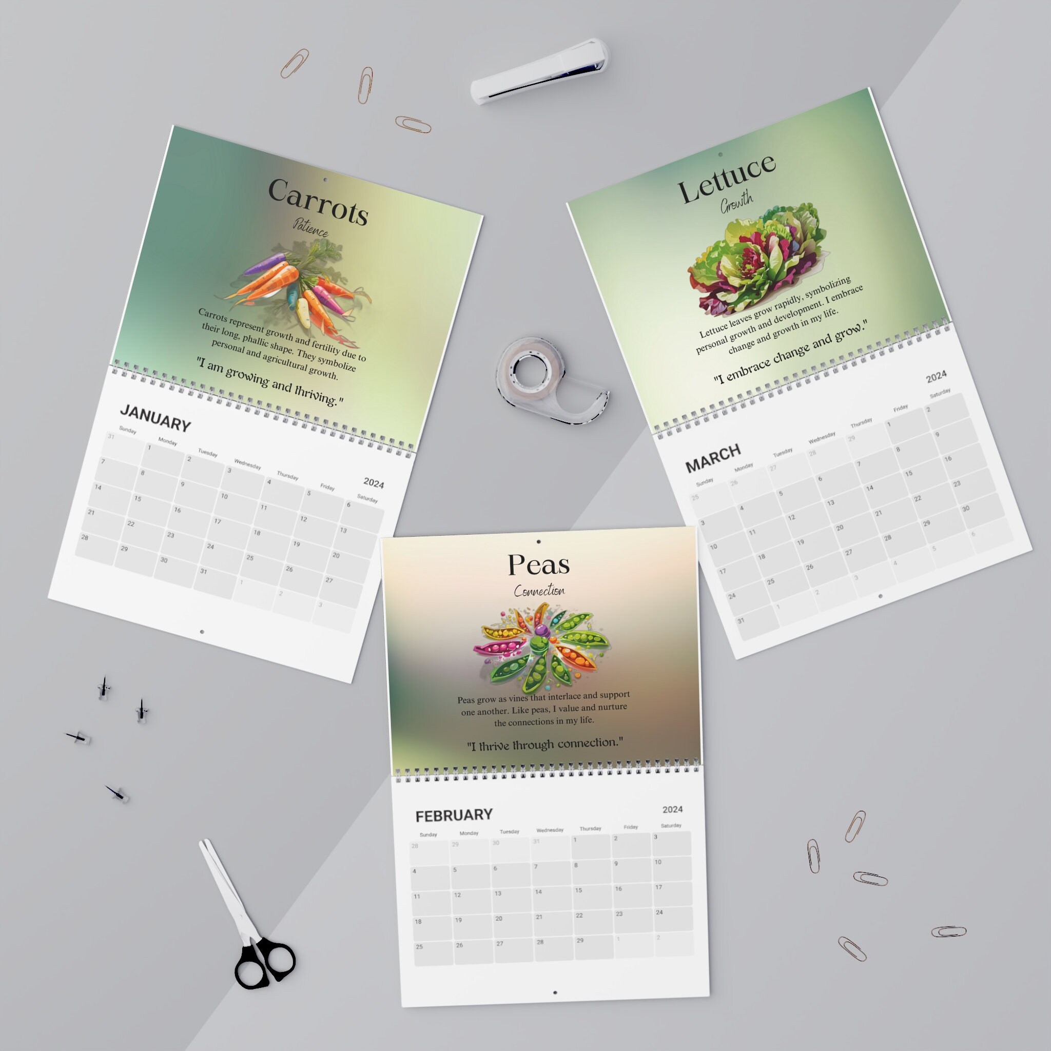 Affirmations 2024 Wall Calendar, Motivational Calendar, Monthly ...