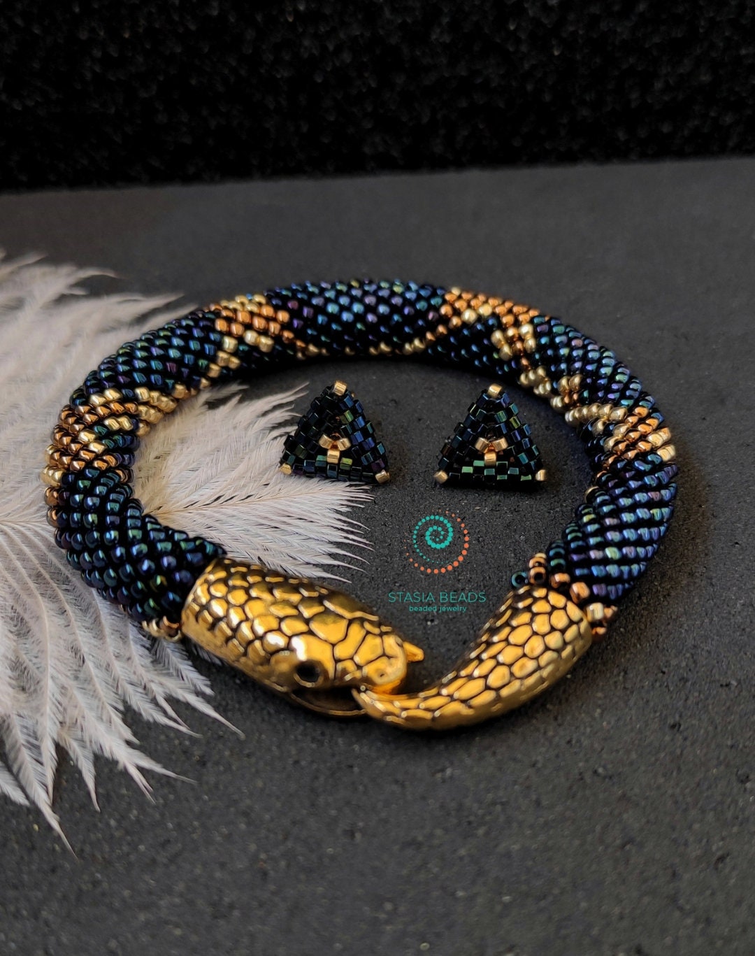 Bead Snake Bracelet Snake Bracelet Ouroboros Bracelet Serpent Bracelet ...