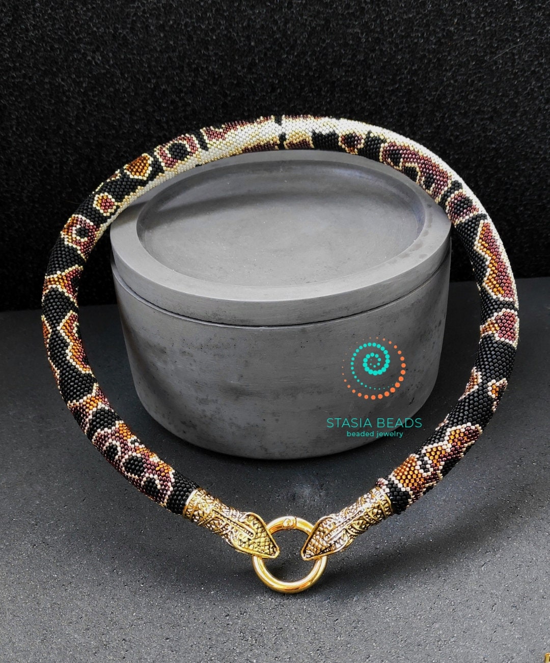 Ball Python Necklace Brown Snake Necklace Bead Snake Necklace - Etsy UK