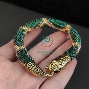 Beaded Snake Necklace, Green Snake Bracelet, Serpent Jewelry - Etsy