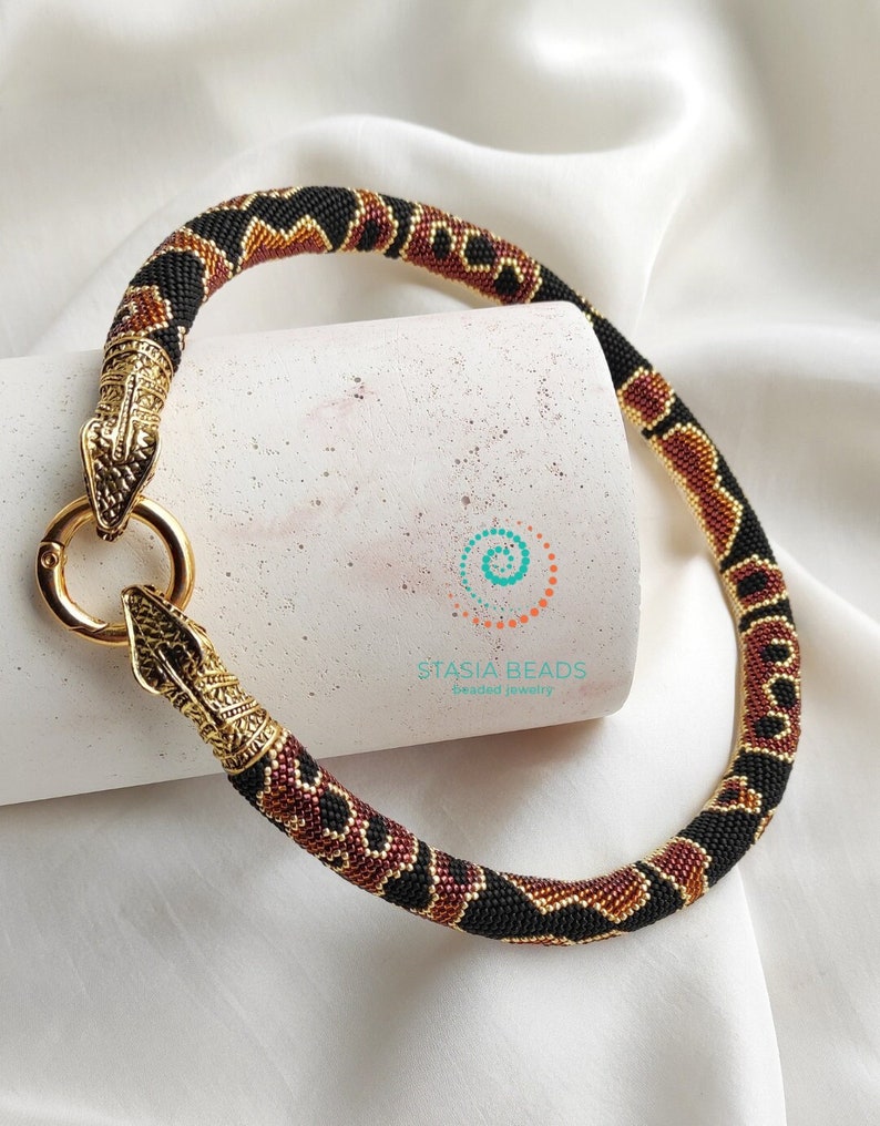 Ball Python Necklace, Snake Lower Gift, Beaded Snake Choker - Etsy