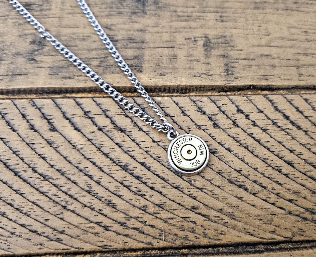 308 Bullet Necklace, Brass Ammo Pendant, Unisex Upcycled Jewelry ...