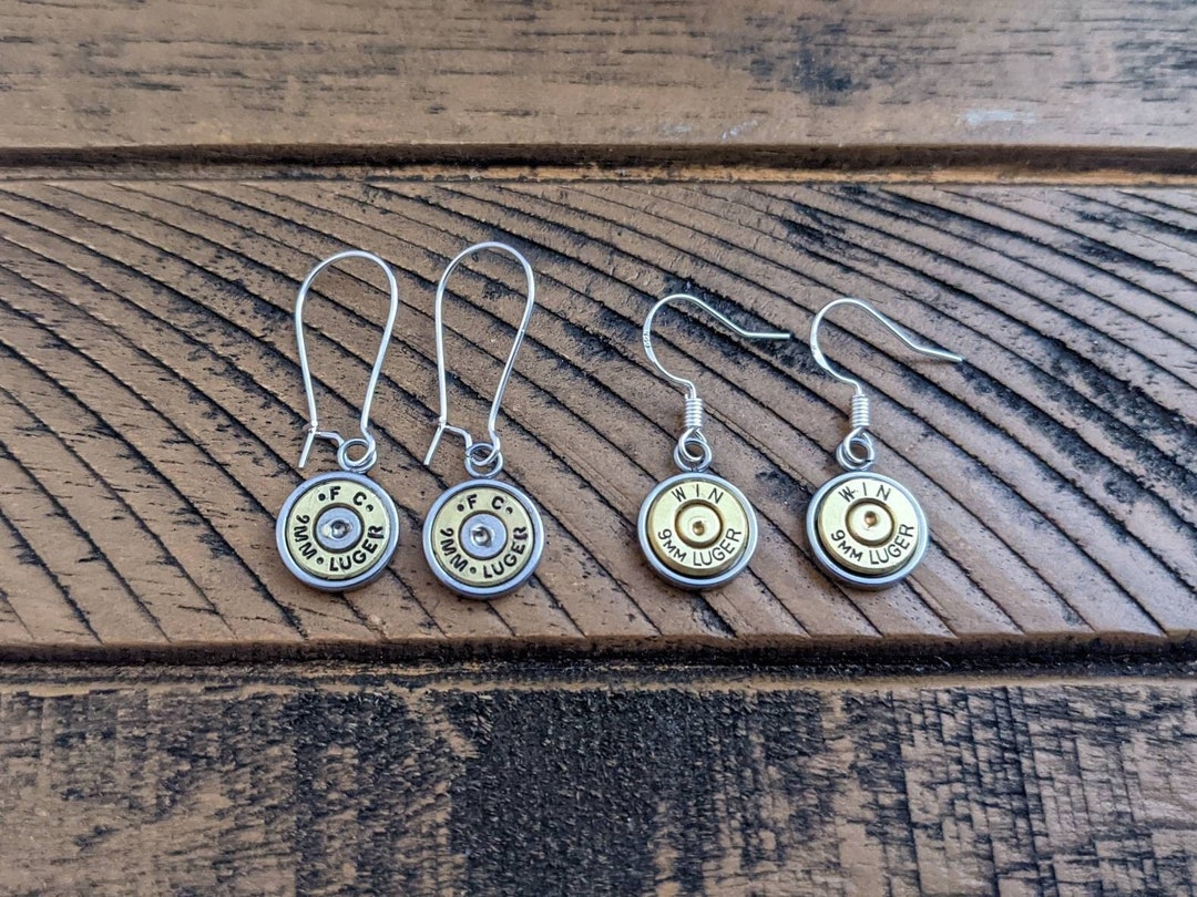 9MM Bullet Dangle Earrings, Brass Ammo Earrings, Spent Shells, Women's ...