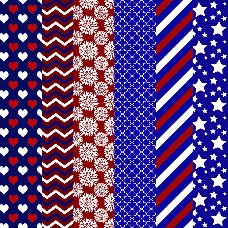 Patriotic Digital Paper Fourth of July Scrapbook Printable Paper - Etsy