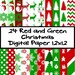 24 Red and Green Christmas Digital Paper Scrapbook Paper Christmas ...