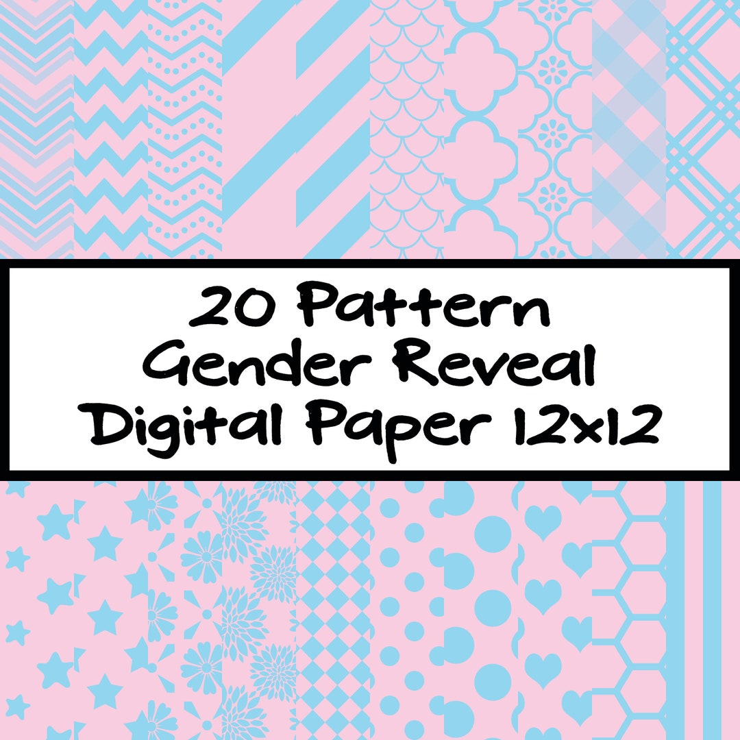 Gender Reveal Digital Paper Pack Bundle Digital Scrapbook Paper ...