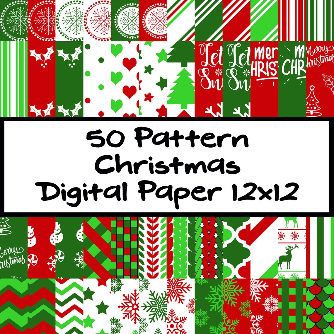 Christmas 50 Pattern Digital Paper Pack Bundle Digital - Etsy