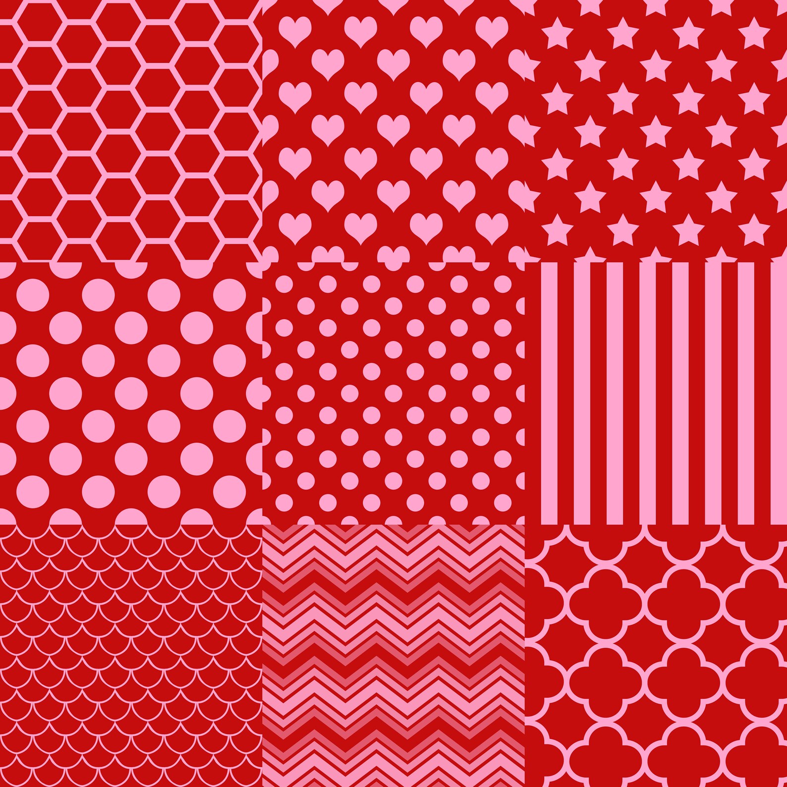 20 Red and Pink Valentine's Day Digital Paper Scrapbook Paper Valentine ...