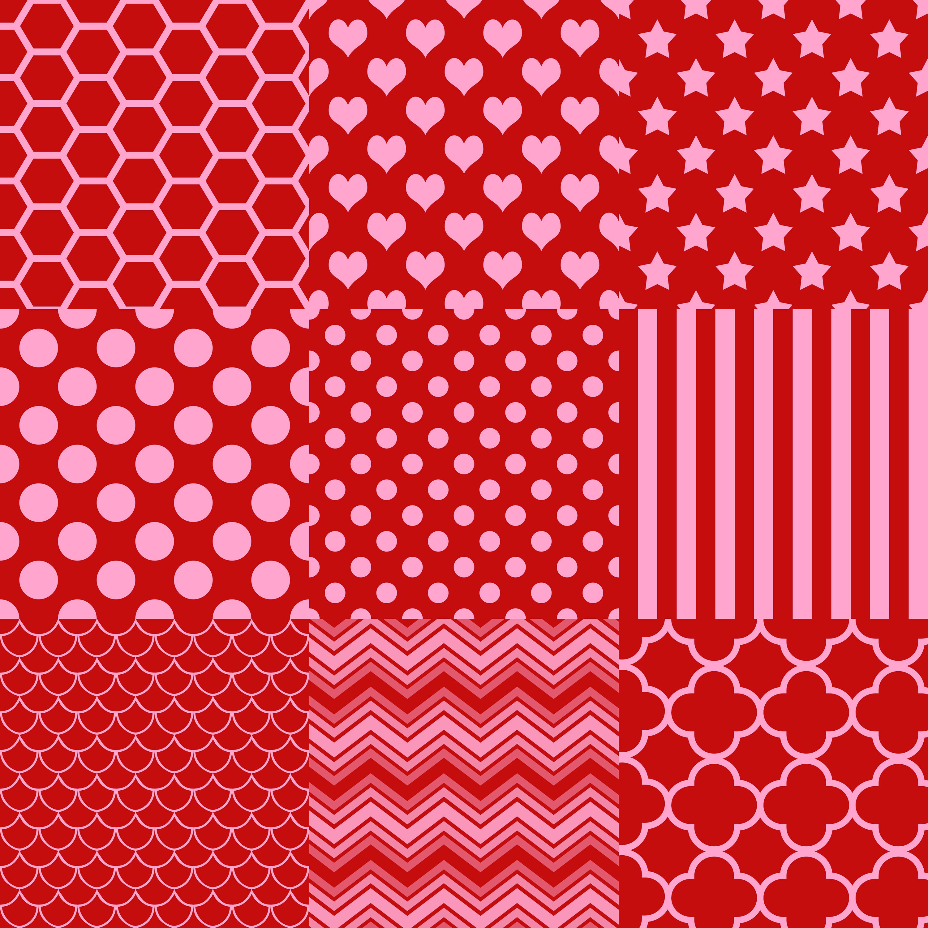 20 Red and Pink Valentine's Day Digital Paper Scrapbook Paper Valentine ...