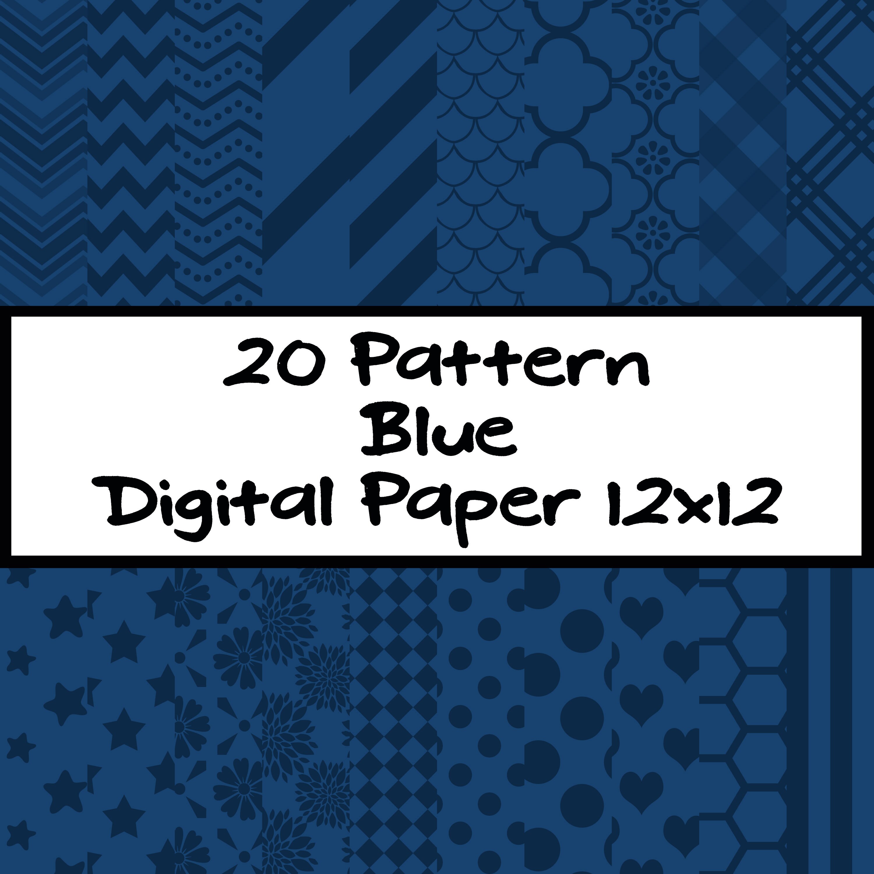 Blue 20 Pattern Digital Paper Pack Bundle Digital Scrapbook - Etsy