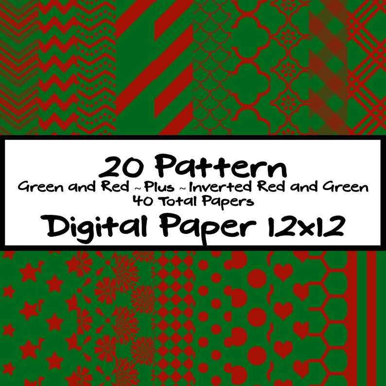 Christmas 20 Pattern Digital Paper Pack Bundle Digital Scrapbook Paper ...