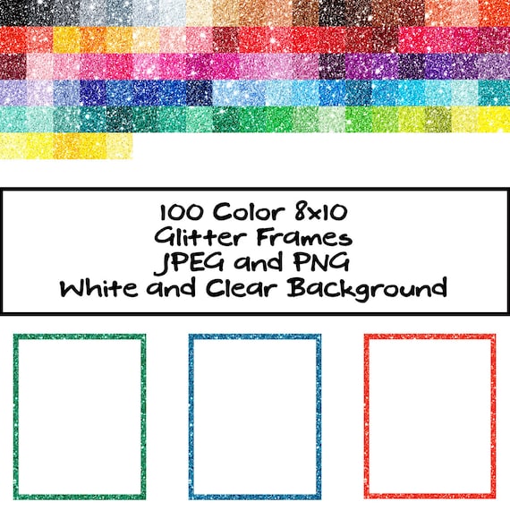 Digital Glitter Border Frame Transparent and White Background - Etsy